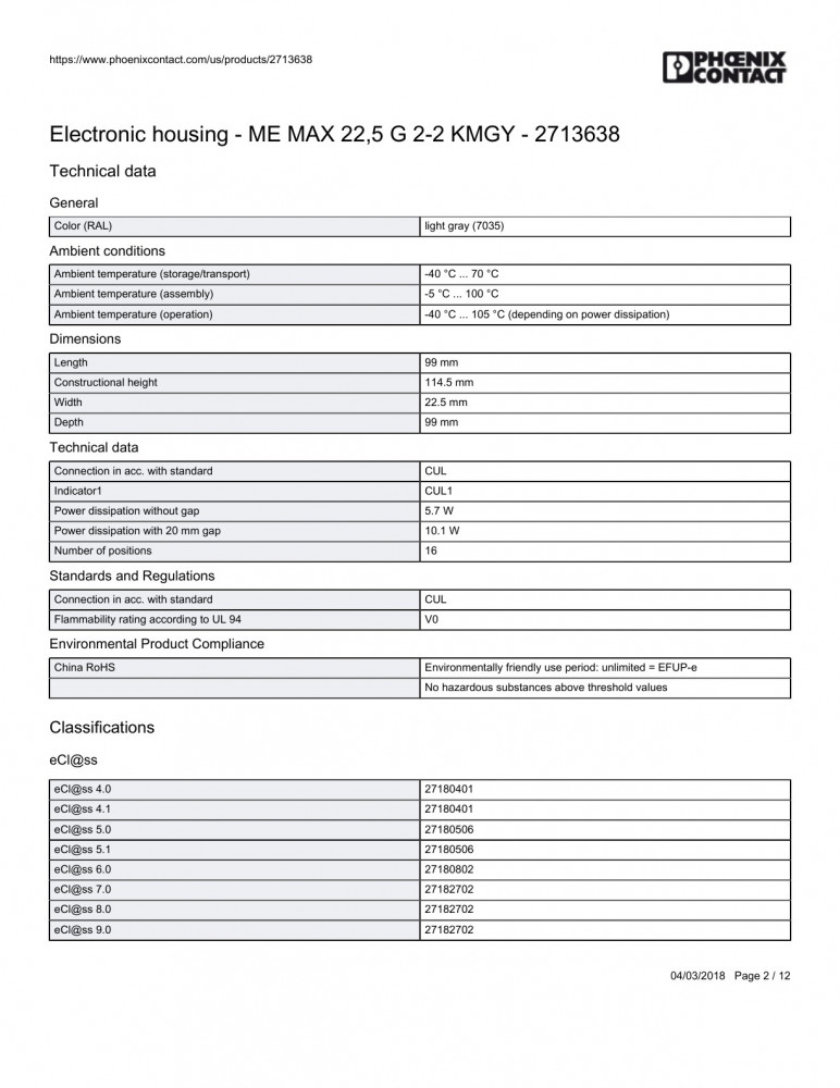 Phoenix Contact 2713638 technical document page 2