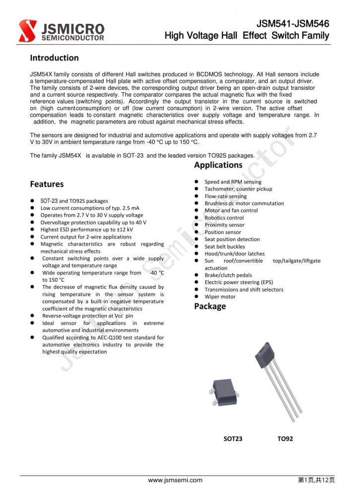 JSM545 datasheet page 1