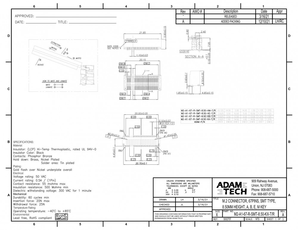 ADAM TECH M2 connector drawing page 1