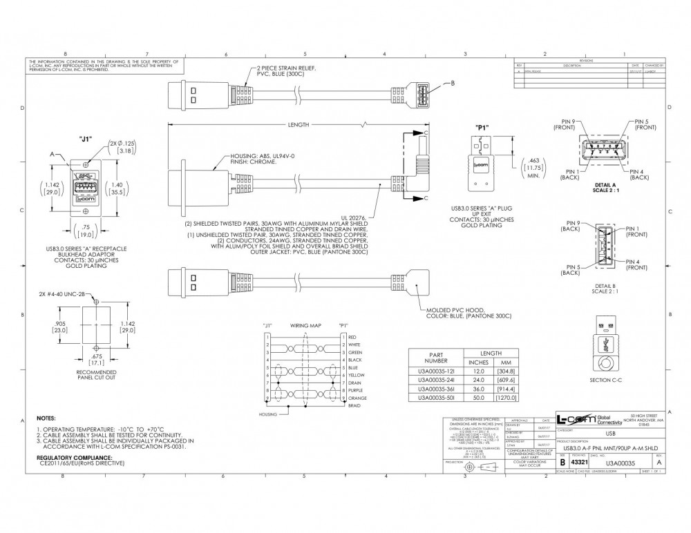 L-com U3A00035 product drawing