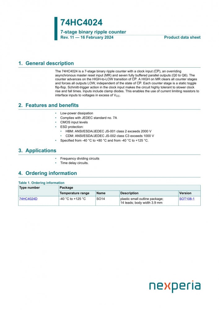 74HC4024D,653 datasheet page 1