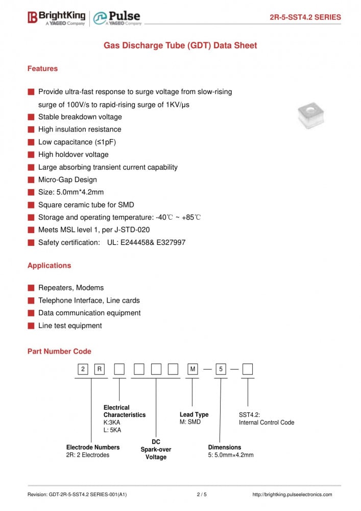 2RL075M-5-SST4.2 datasheet page 1