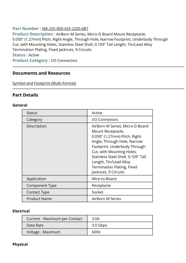 Technical document page 1 for MK-2S5-009-435-220S-0B7