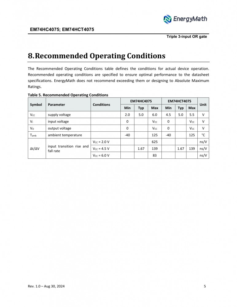EM74HC4075D datasheet page 5