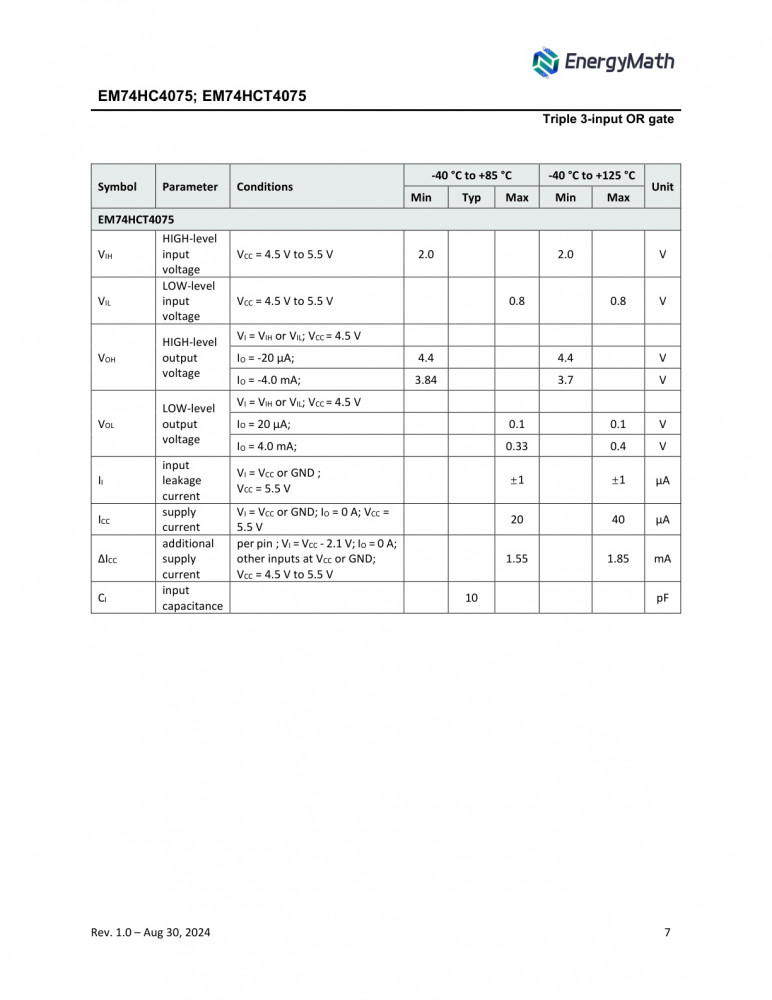 EM74HC4075D datasheet page 7