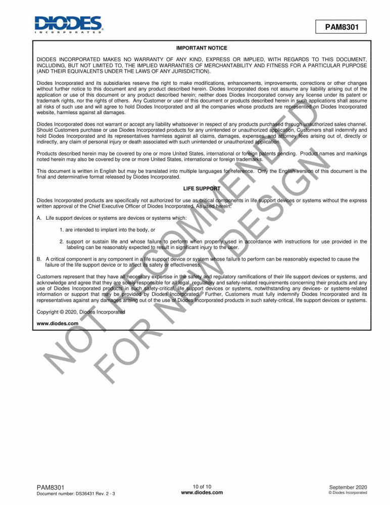 PAM8301AAF datasheet page 10