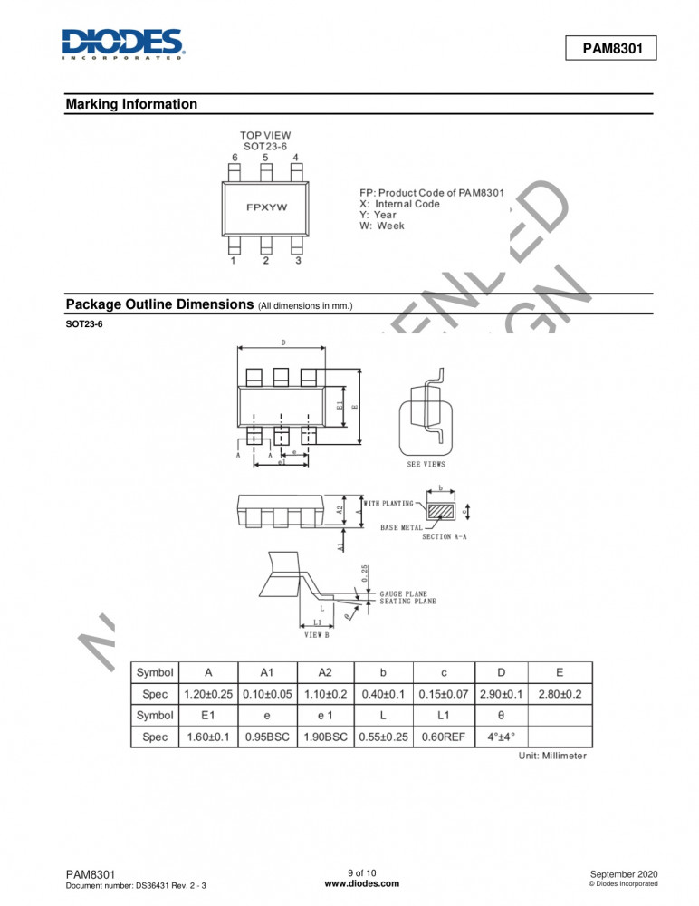 PAM8301AAF datasheet page 9