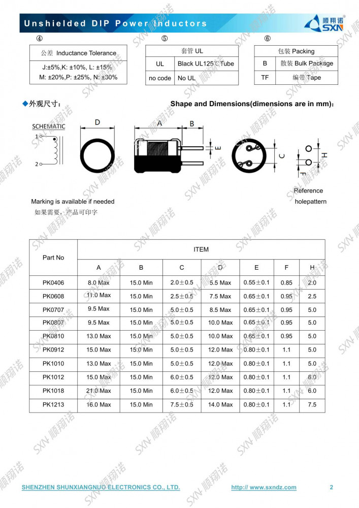 PK series datasheet page 2