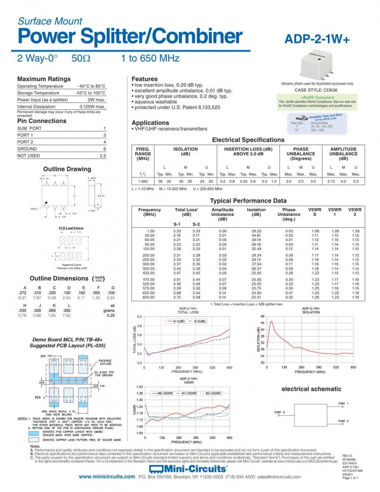 ADP-2-1W+ technical document preview