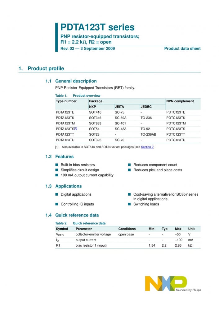 PDTA123TM datasheet page 2