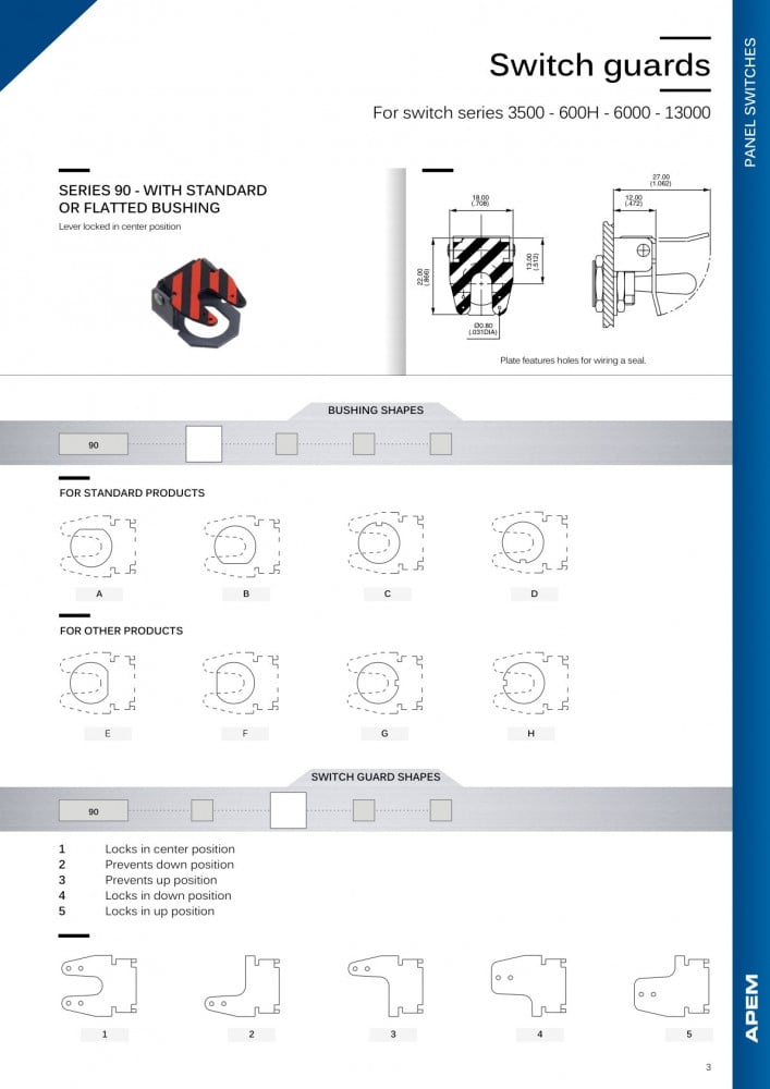 APEM Series 90 switch guard documentation page 3