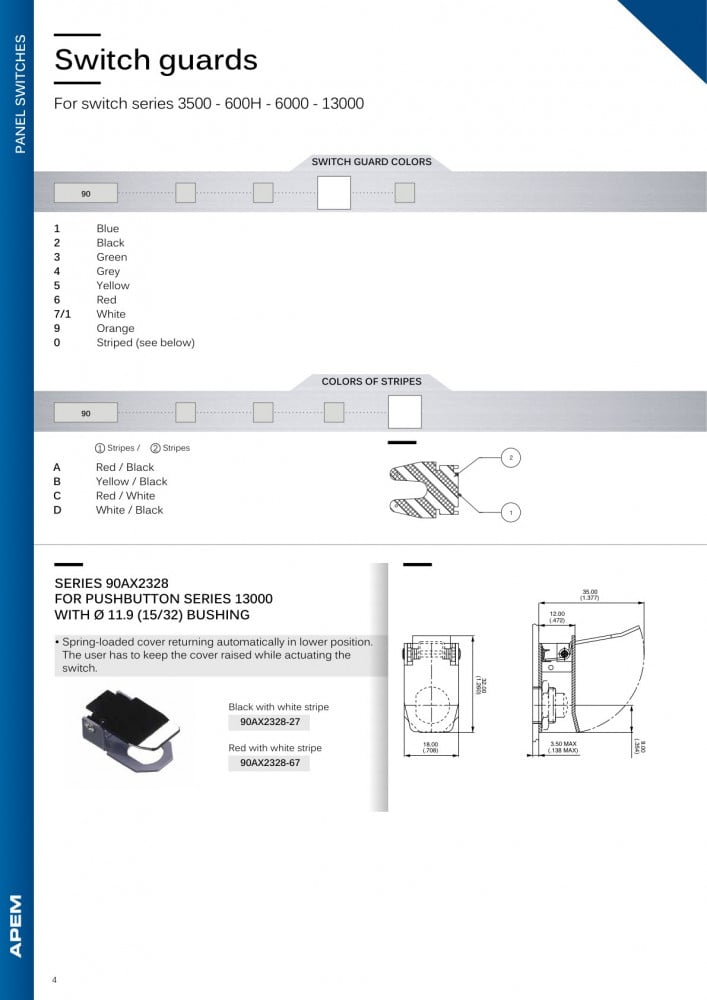 APEM Series 90 switch guard documentation page 4