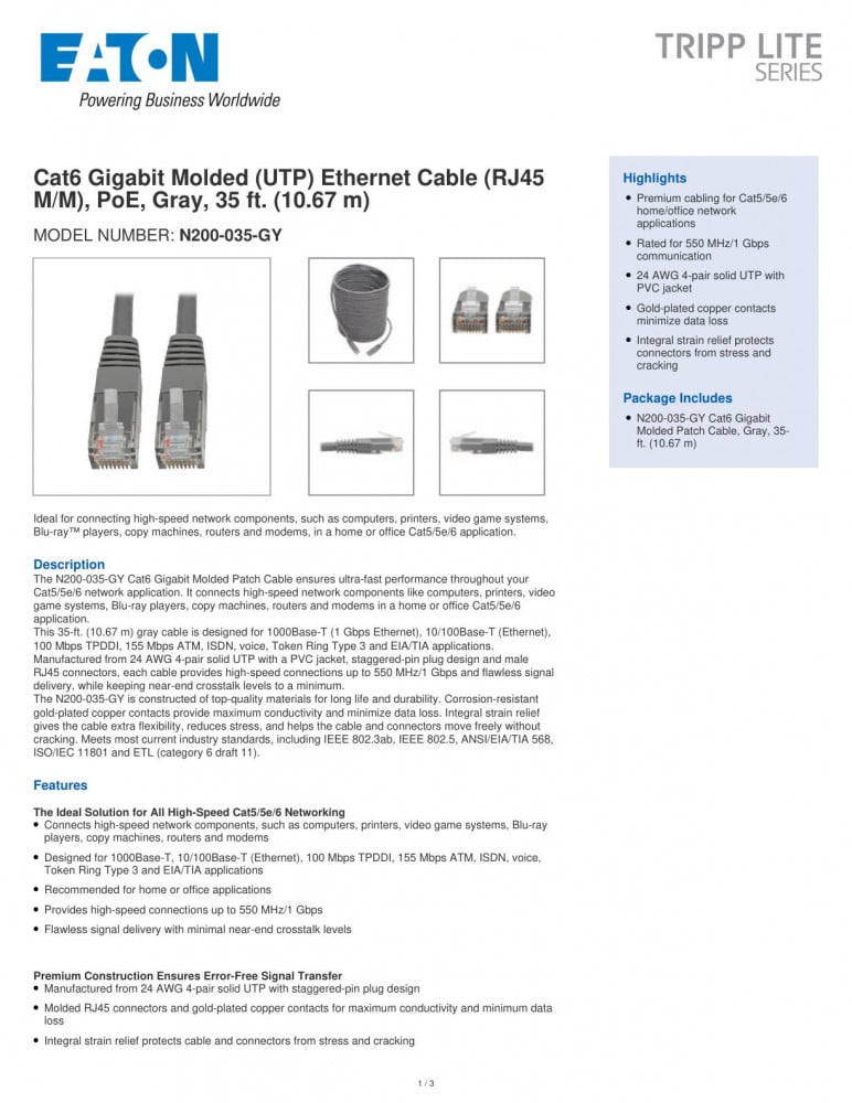 N200-035-GY technical document page 1