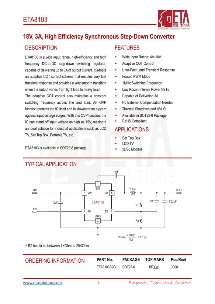 ETA8103S2G datasheet page 1