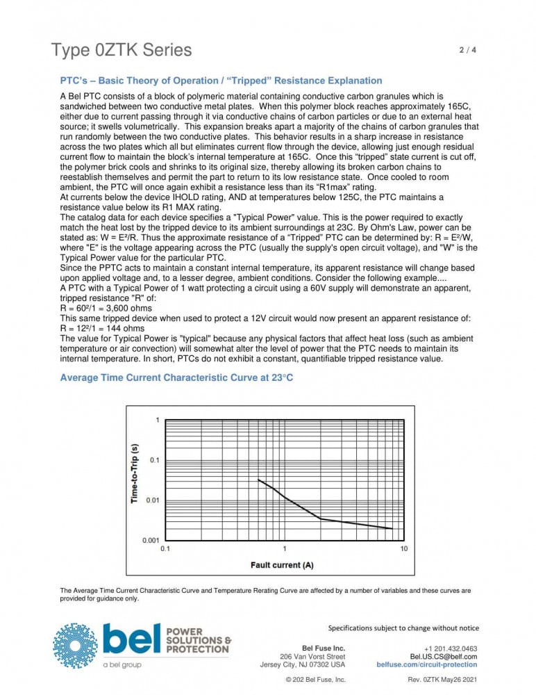 Bel Fuse 0ZTK0010FF2G datasheet page 2