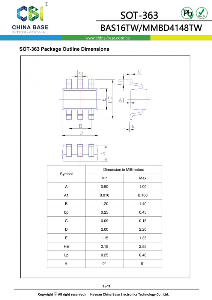 CBI BAS16TW datasheet page 3
