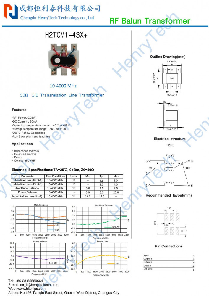 H2TCM1-43X+ technical document page