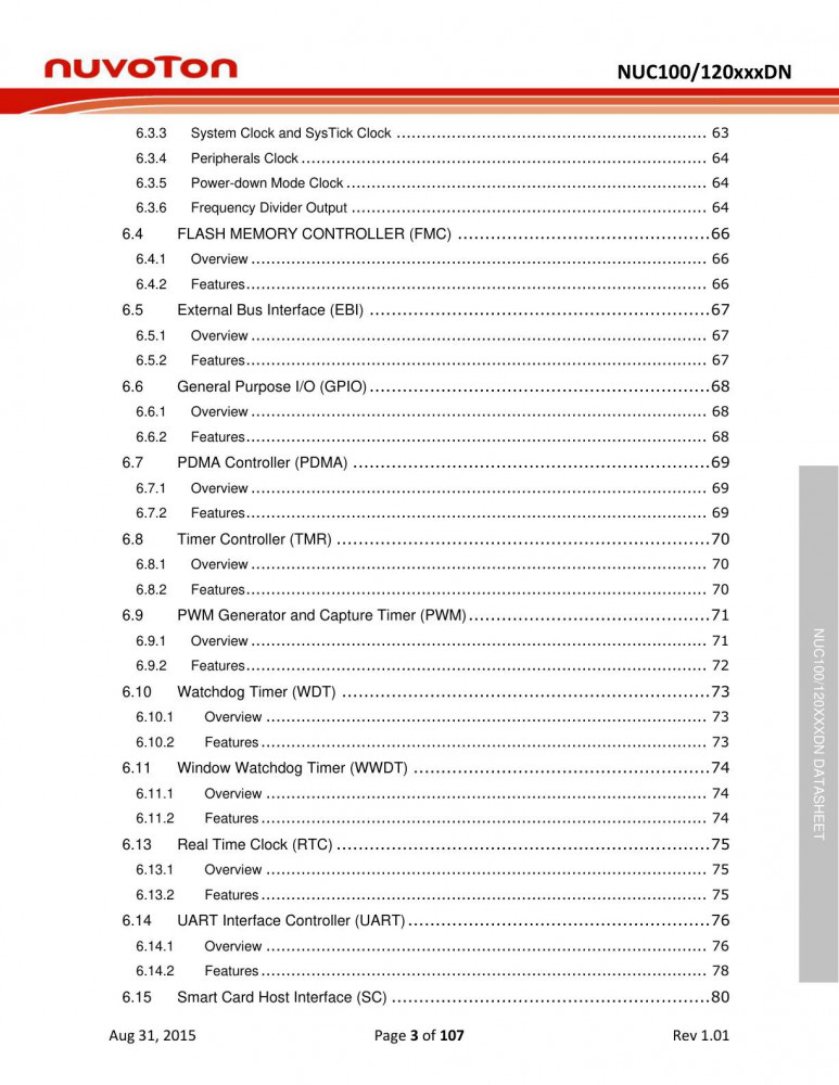 NUC120 datasheet page 3