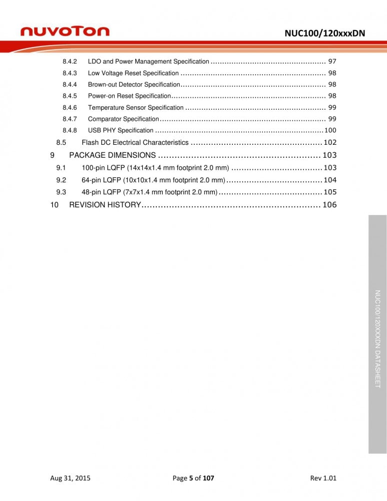 NUC120 datasheet page 5