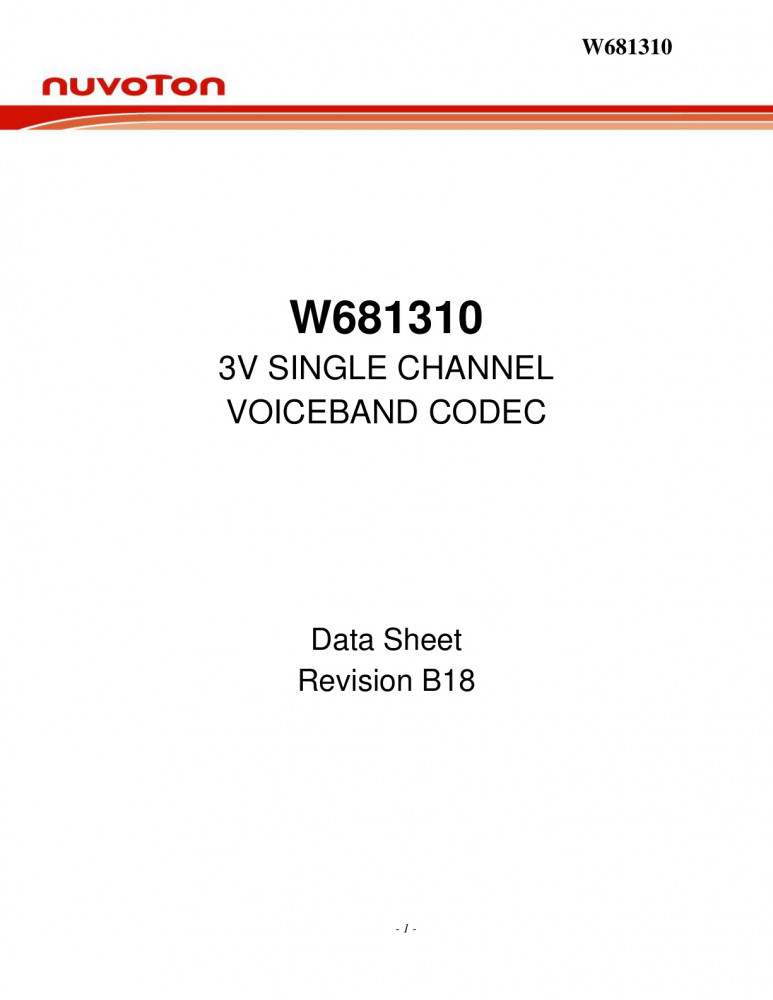 W681310 datasheet page 1