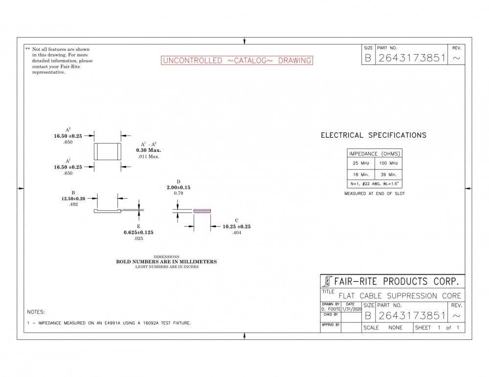Fair-Rite 2643173851 official drawing