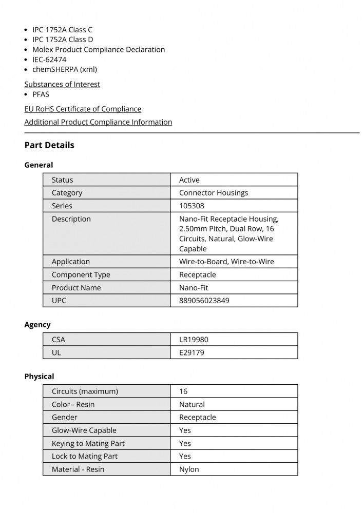 Nano-Fit product specification page 2