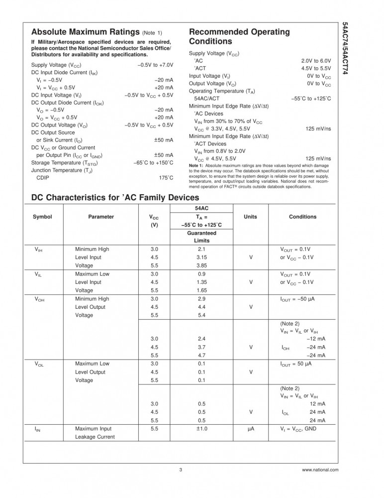 54ACT74 datasheet page 4