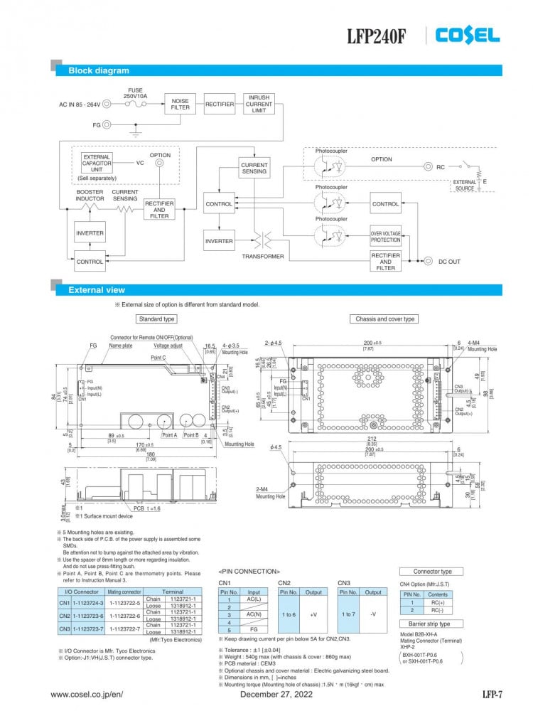 Cosel LFP series datasheet page 7