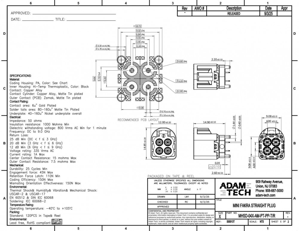 ADAM TECH MHSD-04X-AM-PT-PP-T/R technical drawing, page 1