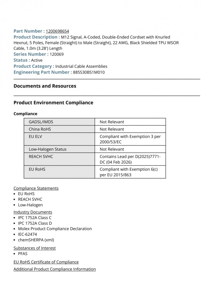 Molex product drawing page 1