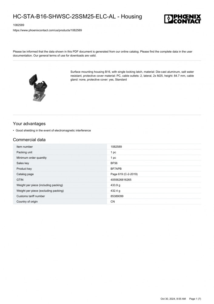 Phoenix Contact 1082589 product document page 1