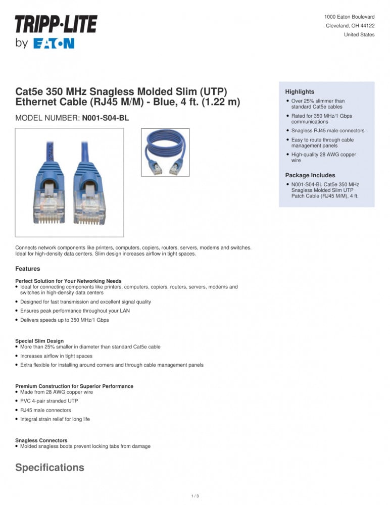 N001-S04-BL technical document page 1