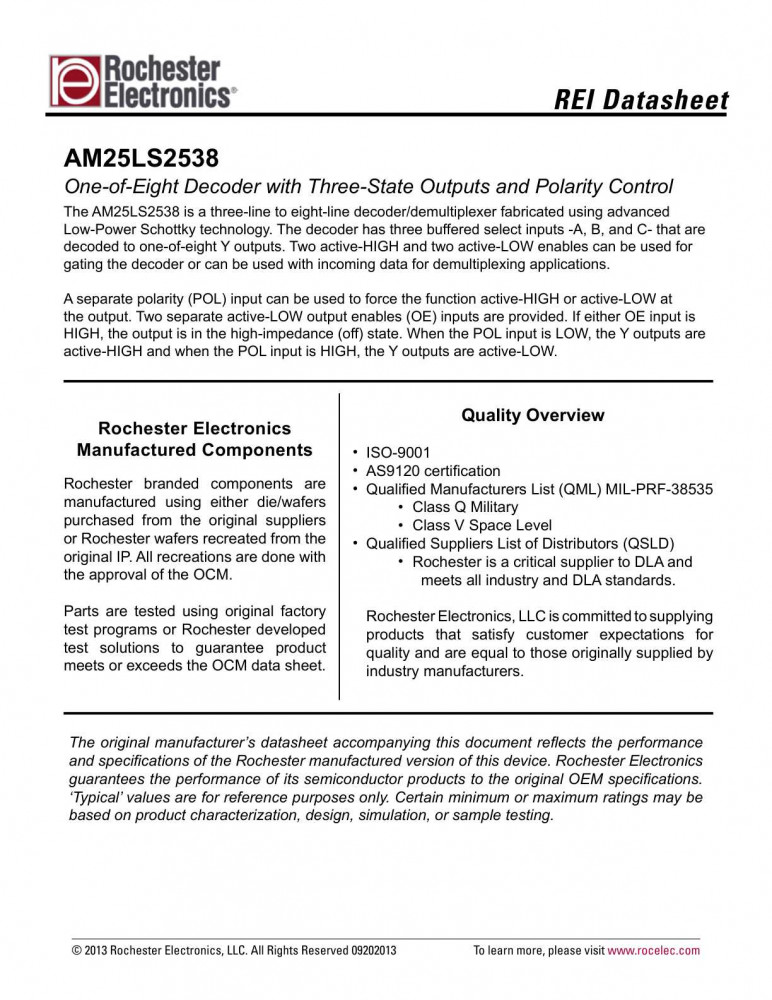 25LS2538PC datasheet page 1