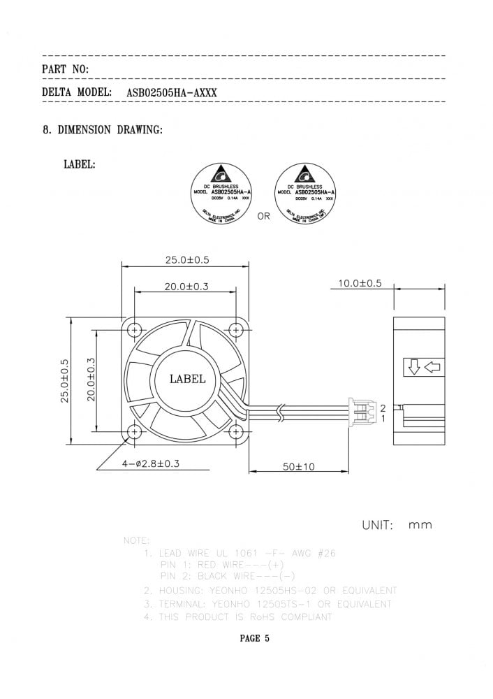 ASB02505HA-AX46 drawing and notes