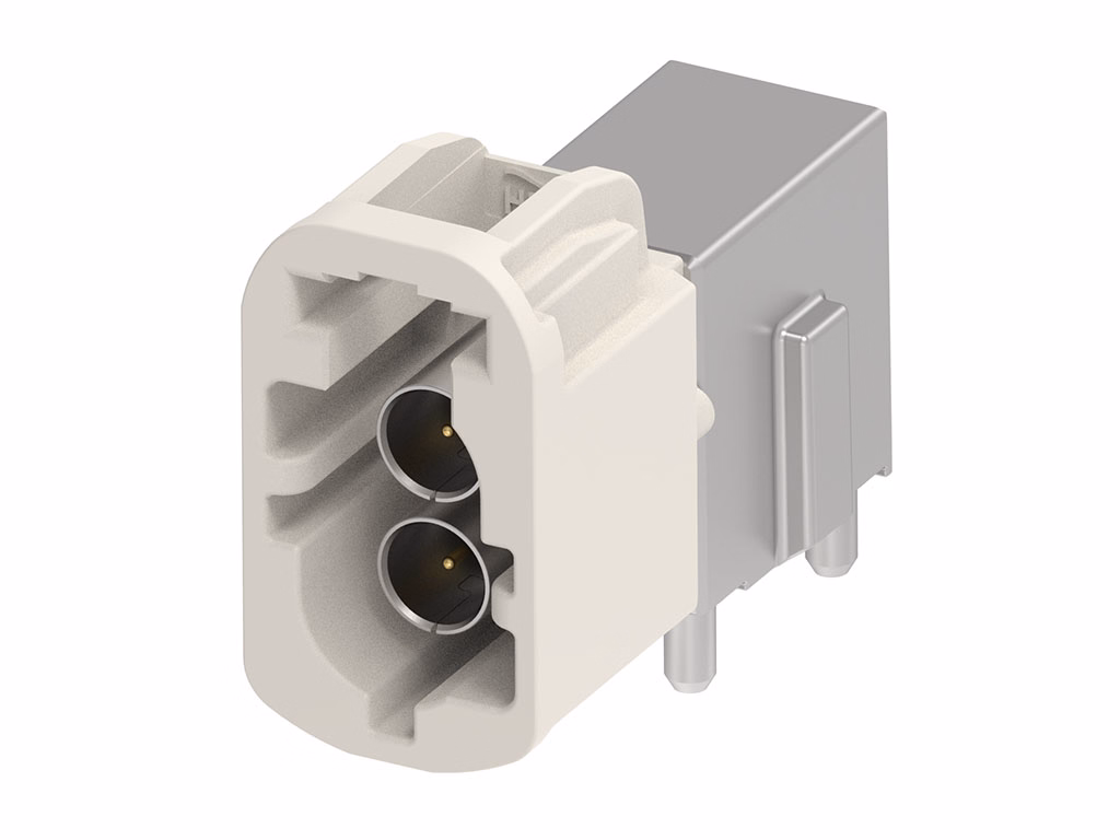 High-Speed FAKRA Mini (HFM) Dual-Stack Header, 2x1, Right-Angle, Through Hole, Key B, White, 50 Ohms for sale