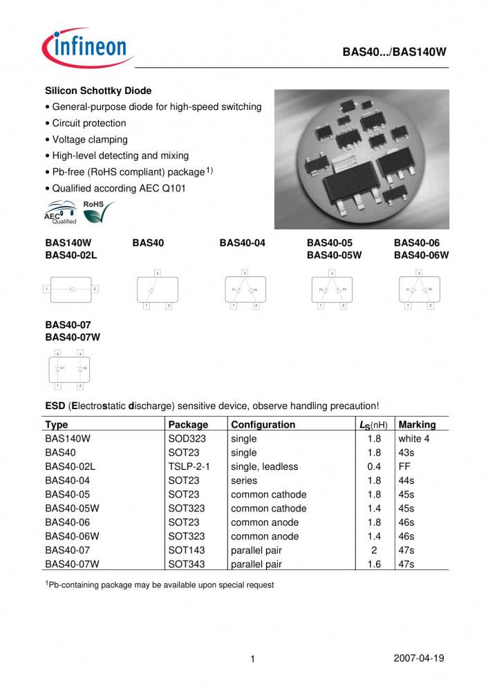 BAS4006WE6327 technical document page 1