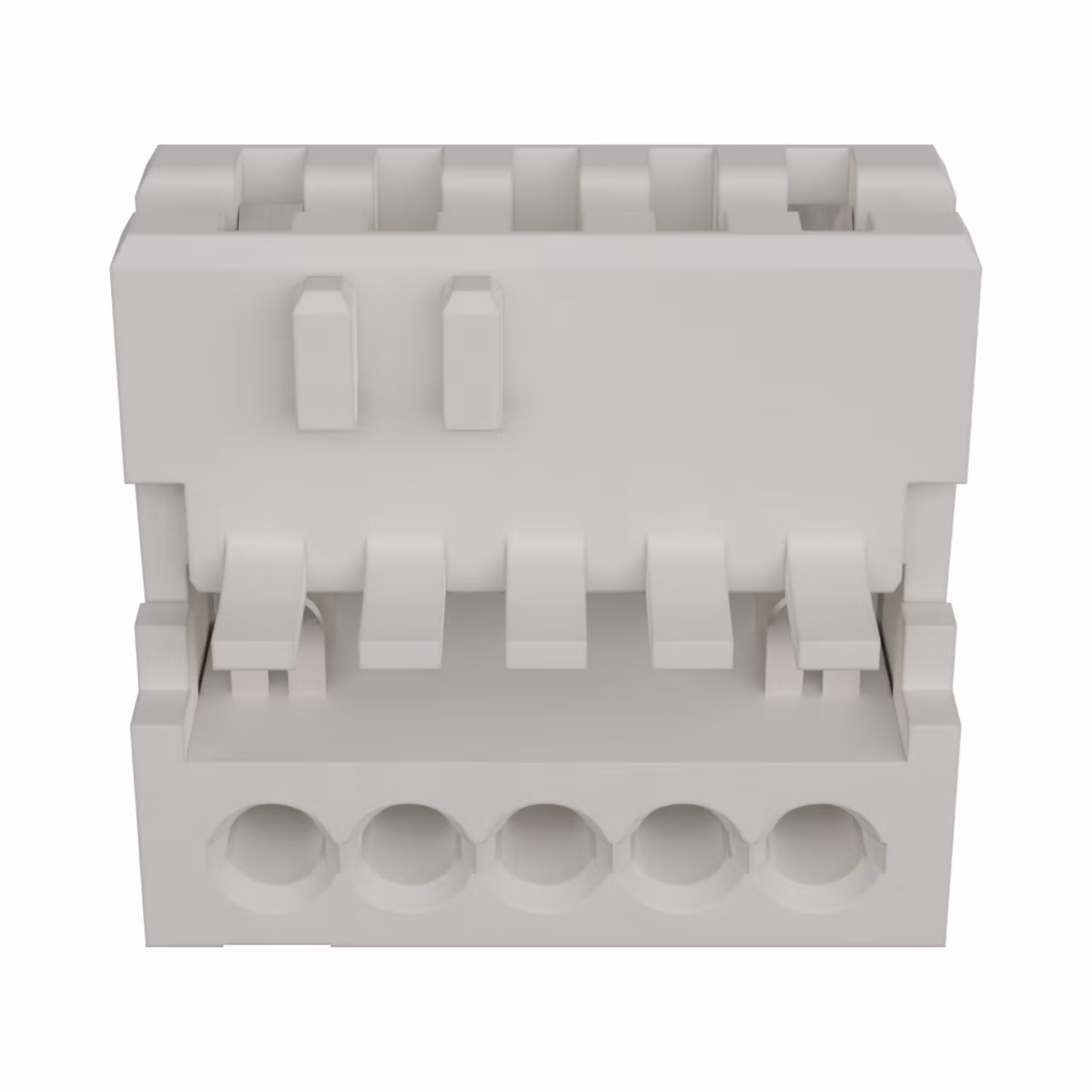 Appli-Mate RAST 2.5 Female Connector, 2.50mm Pitch, 5 Circuits, Positions A, D, E & F Removed, Open Endwalls, Circuits 2, 3 & 4 Voided for sale