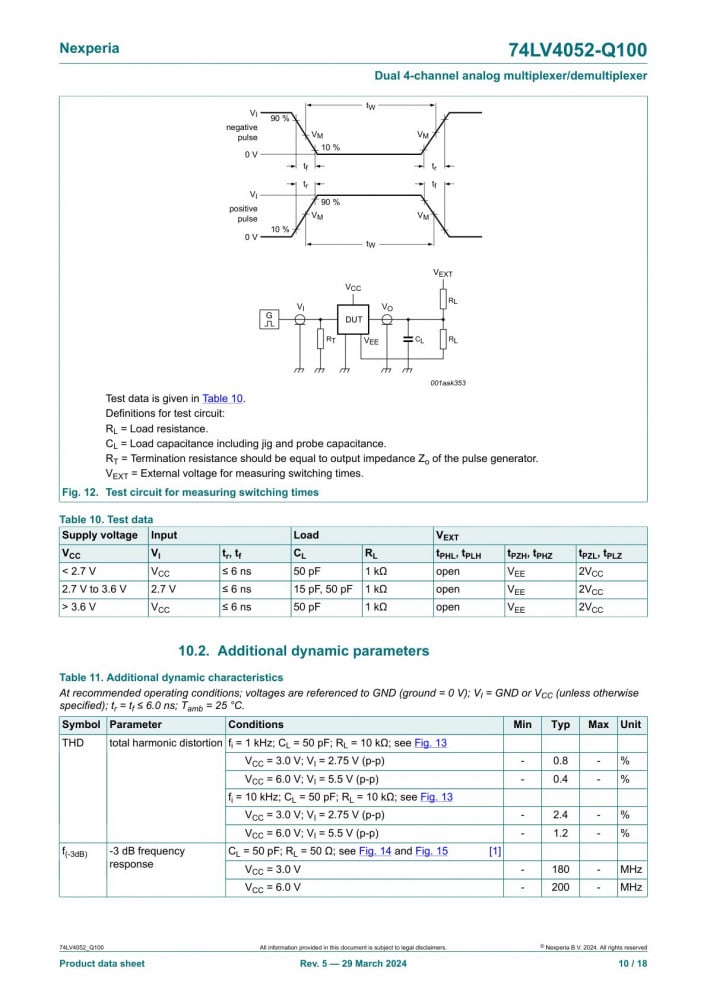 74LV4052PW-Q100J datasheet page 10