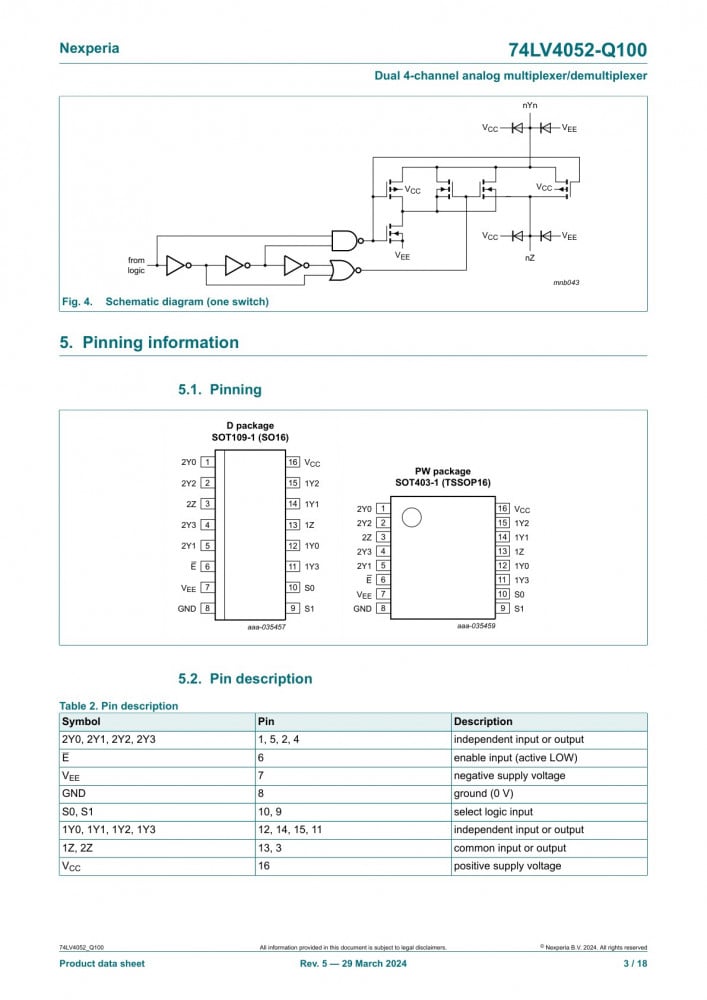 74LV4052PW-Q100J datasheet page 3