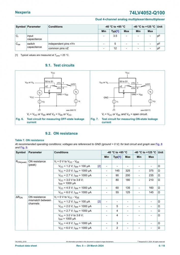 74LV4052PW-Q100J datasheet page 6