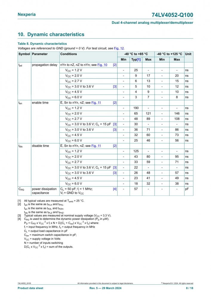 74LV4052PW-Q100J datasheet page 8