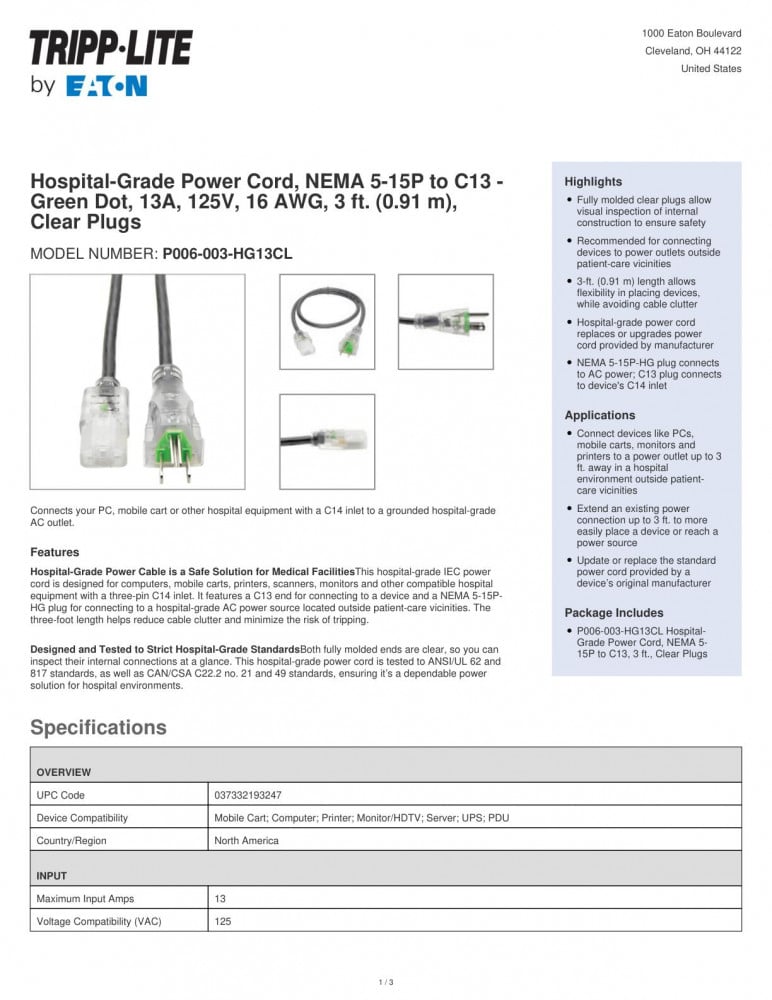 P006-003-HG13CL technical document page 1