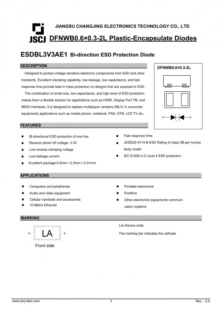 ESDBL3V3AE1 datasheet page 1