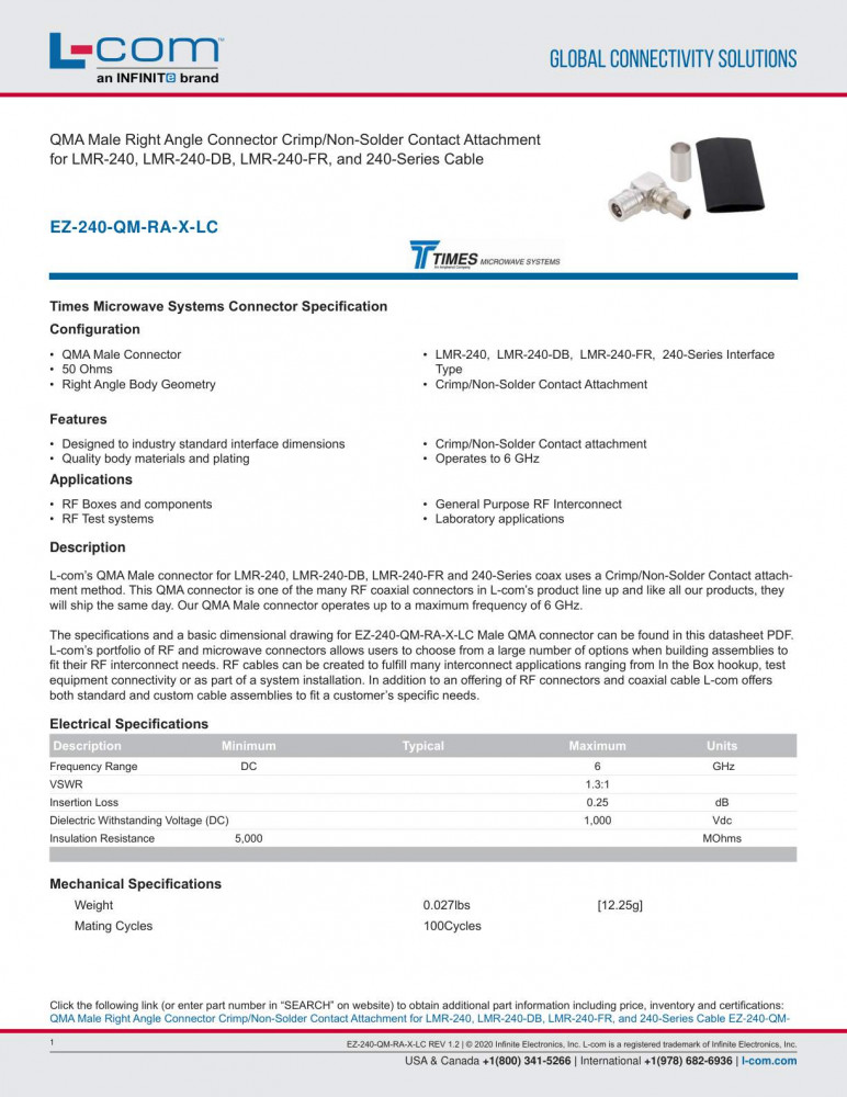 EZ-240-QM-RA-X-LC datasheet page 1