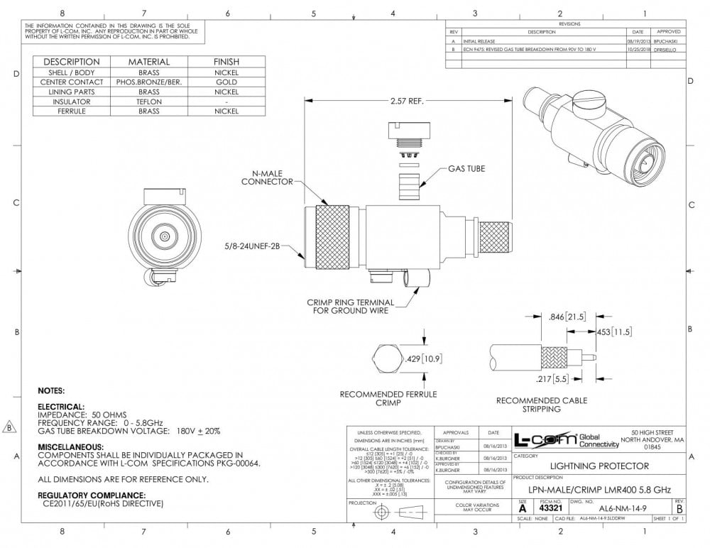 L-com AL6-NM-14-9 technical drawing