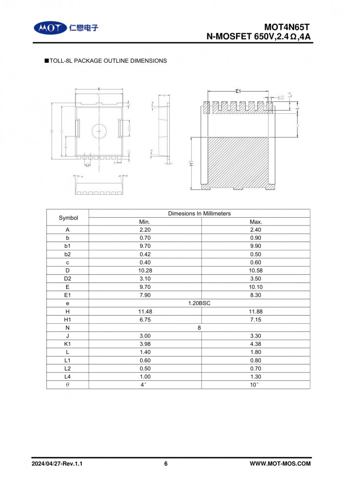 MOT4N65T datasheet page 6