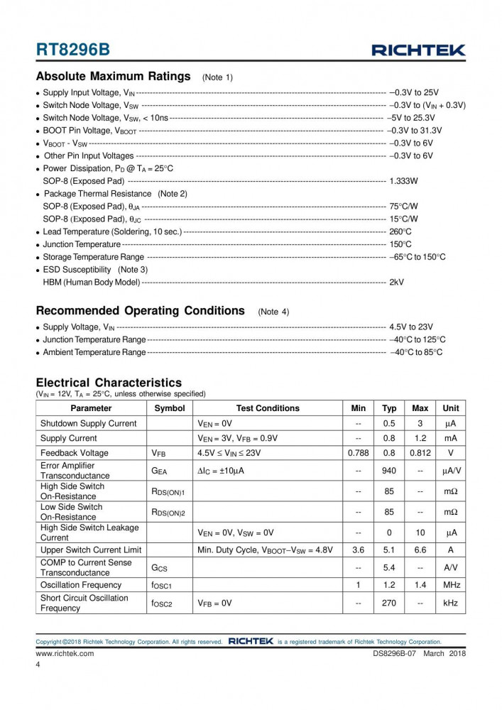 RT8296B datasheet page 4