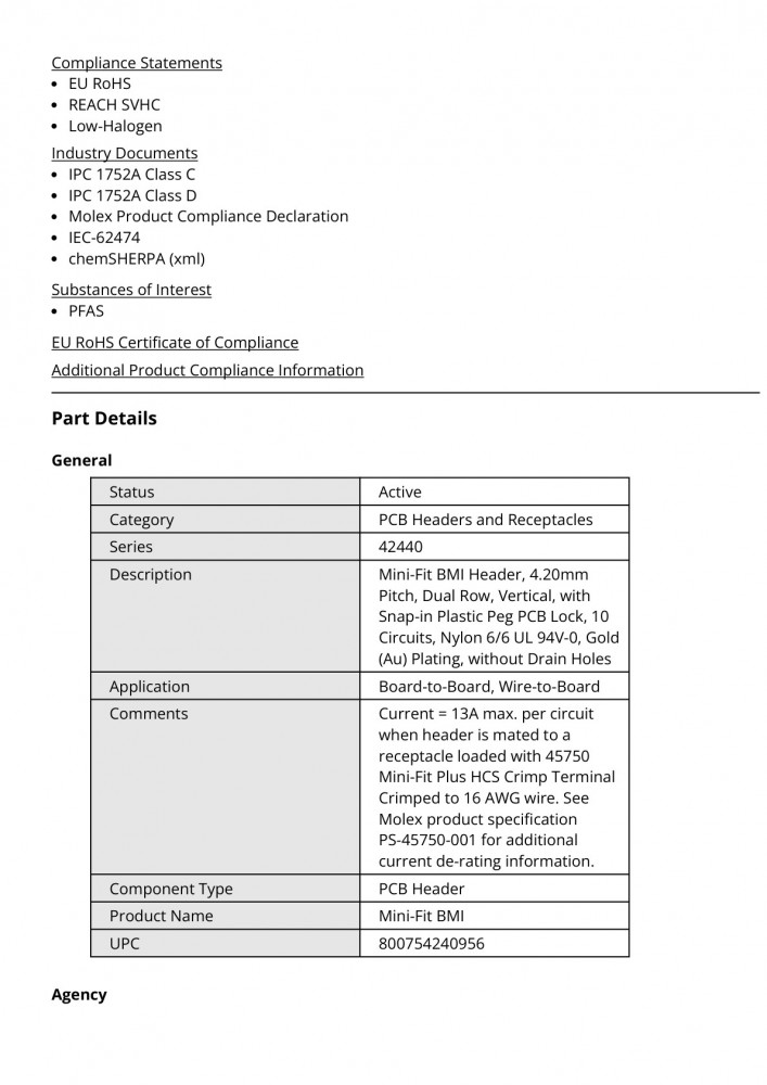 MOLEX specification document page 2
