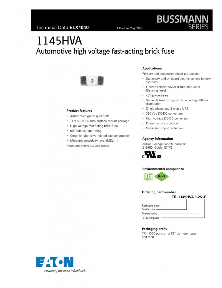 EATON 1145HVA product document page 1