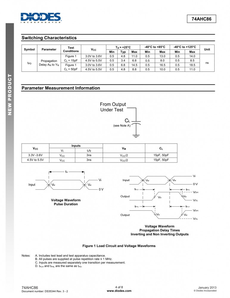 74AHC86T14-13 datasheet page 4